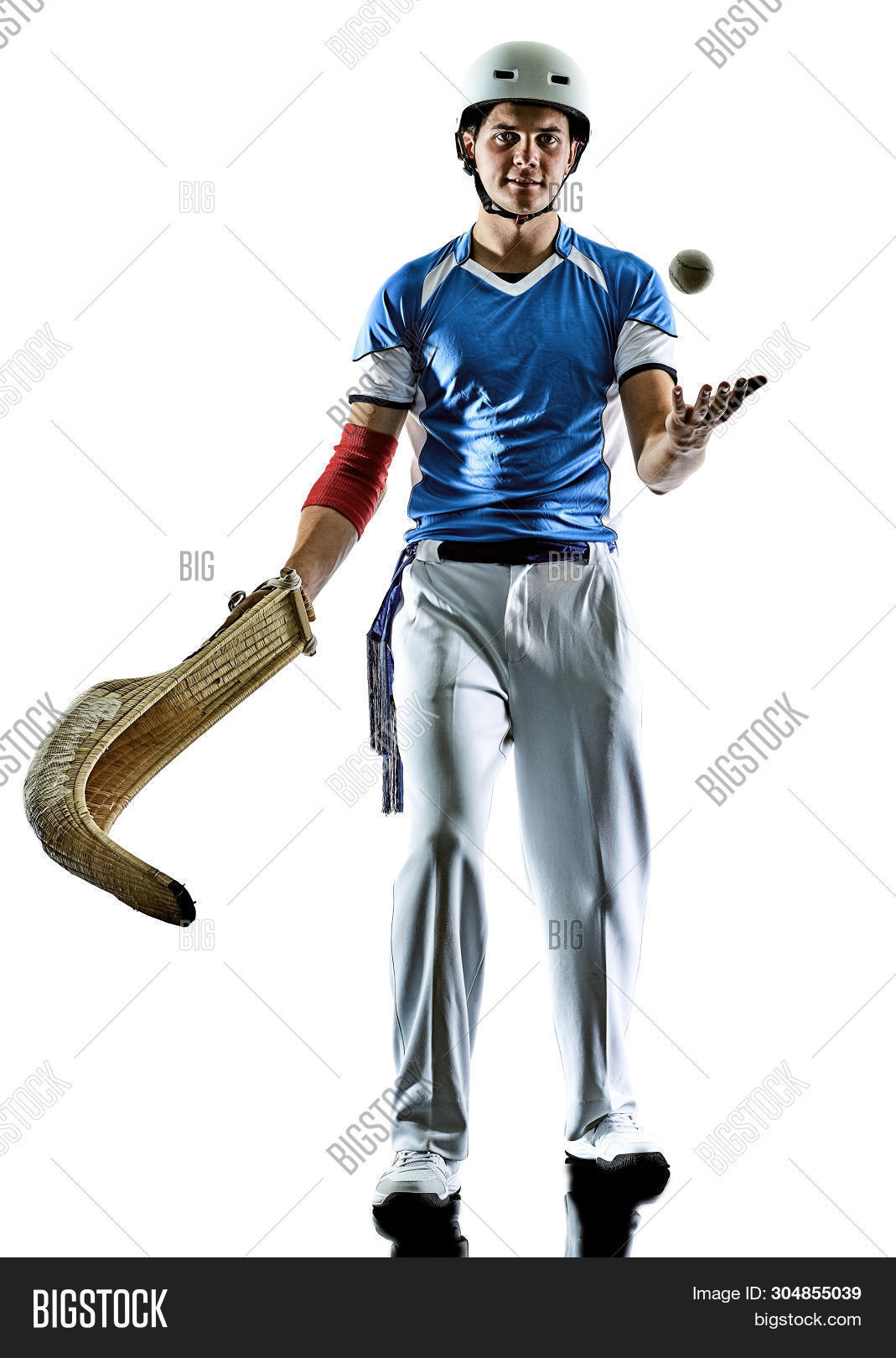 one caucasian Jai alai Basque pelota Cesta Punta player man isolated on ...