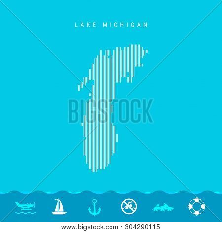 Vector Vertical Lines Pattern Map Of Lake Michigan, One Of The Five ...