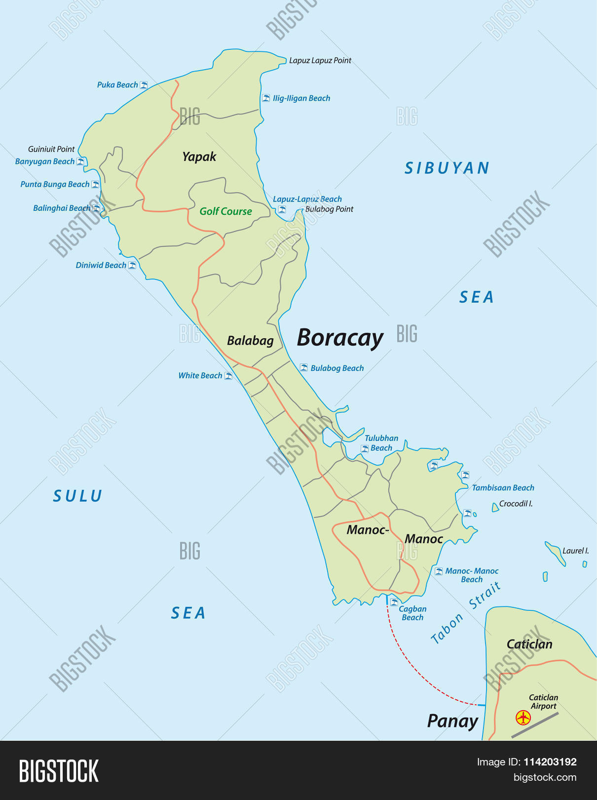 Boracay Map image & stock photo. 114203192