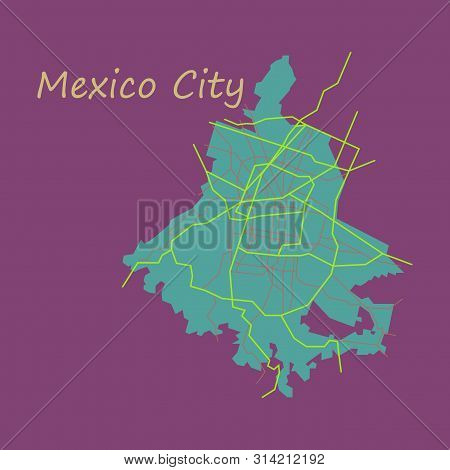 Flat Color Map Of Mexico City, Mexico. City Plan Of Mexico City. Vector ...
