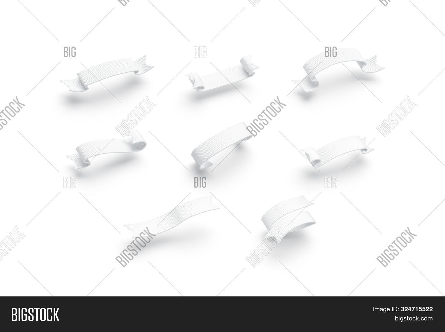 Blank White Banderole Mockup Set, Isolated, Side View, 3d Rendering ...