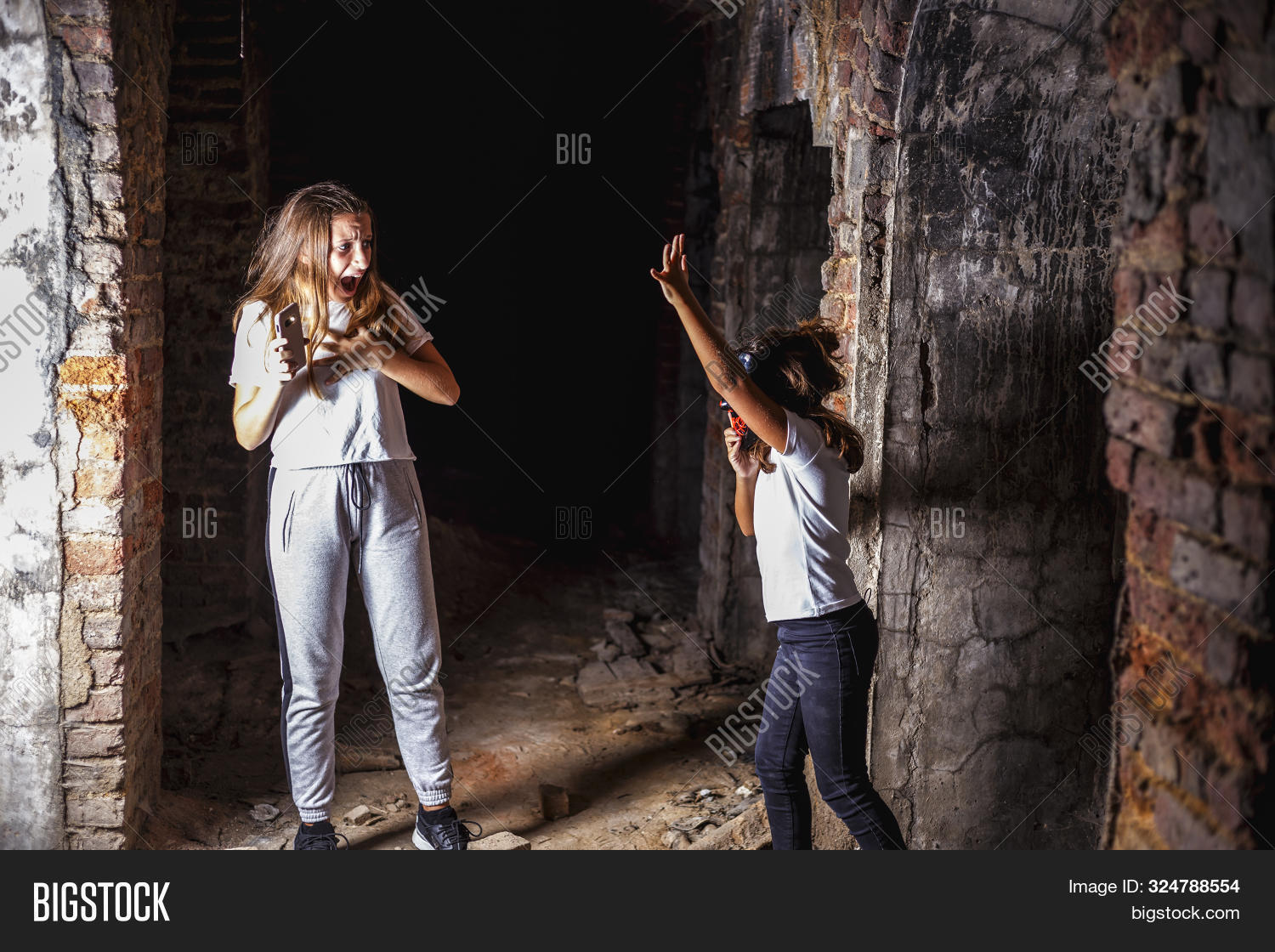 A Little Girl With A Sinister Mask Scares A Teenage Girl In The ...