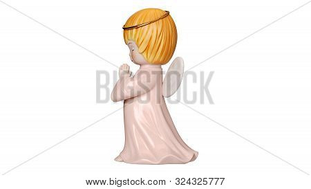 Angel Sculpture Wings Young Girl, Side View. 3d Rendering image & stock ...