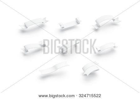 Blank White Banderole Mockup Set, Isolated, Side View, 3d Rendering ...