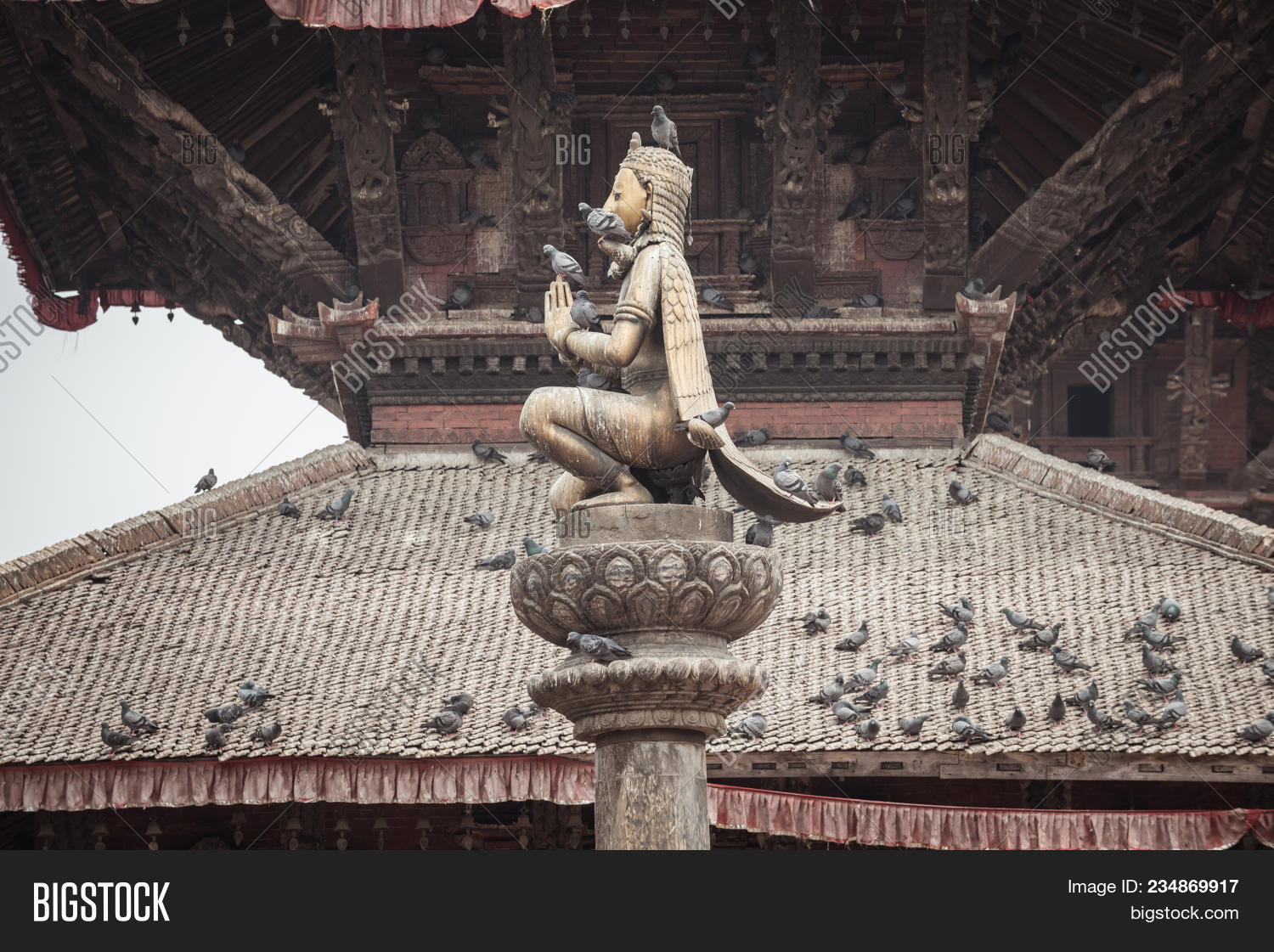 The Garuda Statue On The Pillar Of Bhaktapur Or Bhadgaon The City Of ...