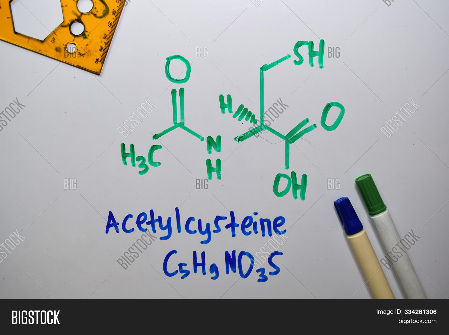 Acetylcysteine Write On The White Board. Structural Chemical Formula ...