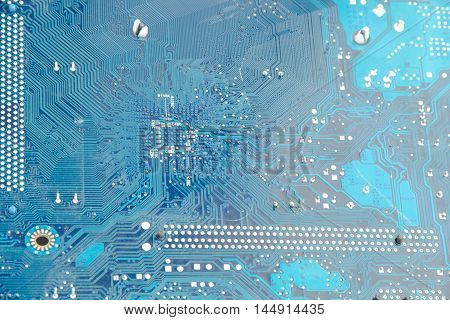 Back panel connectors computer motherboard top view blue circuit board ...