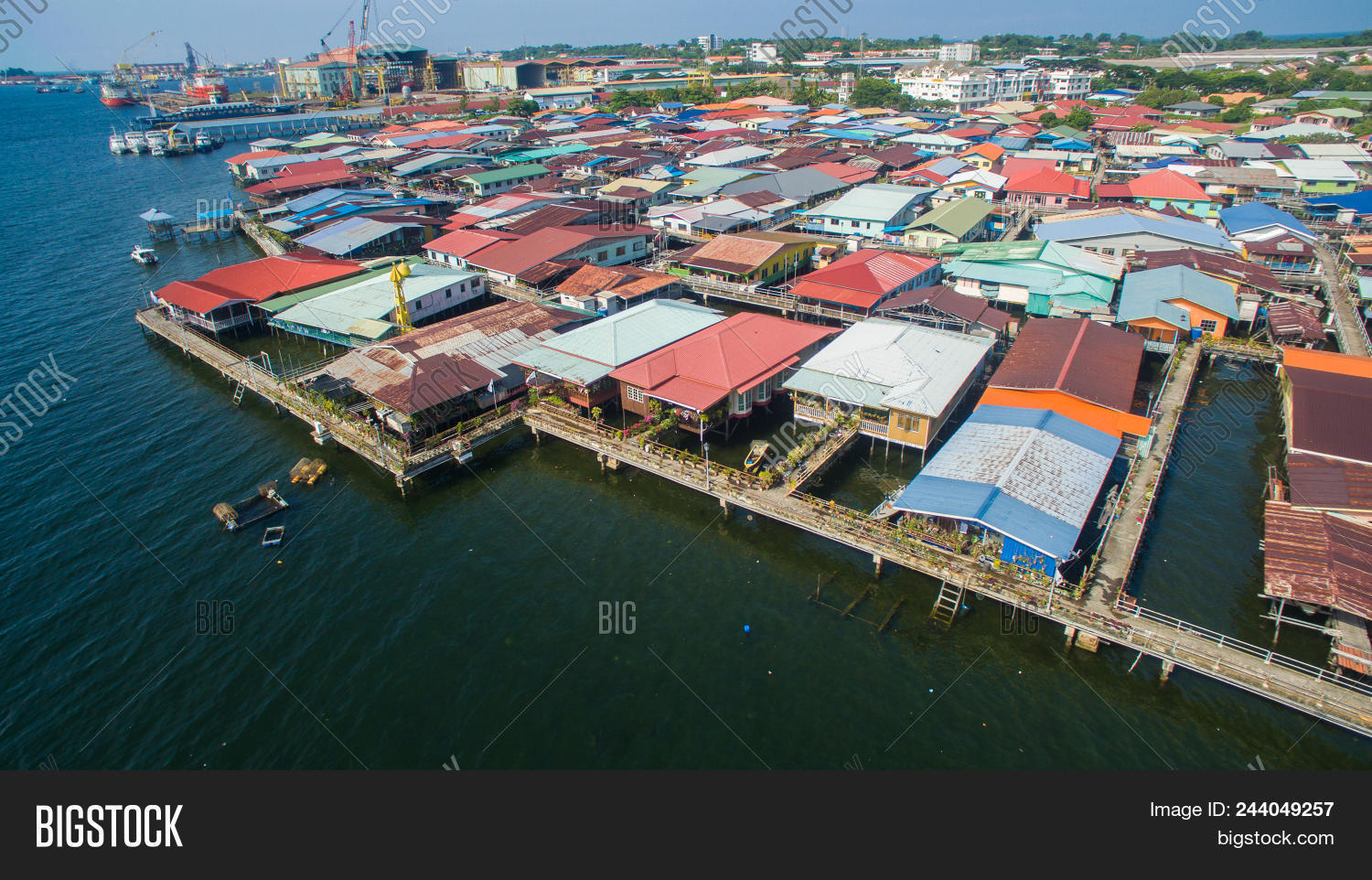 Aerial View Of Water Village Known As Patau Patau In Labuan Pearl Of ...