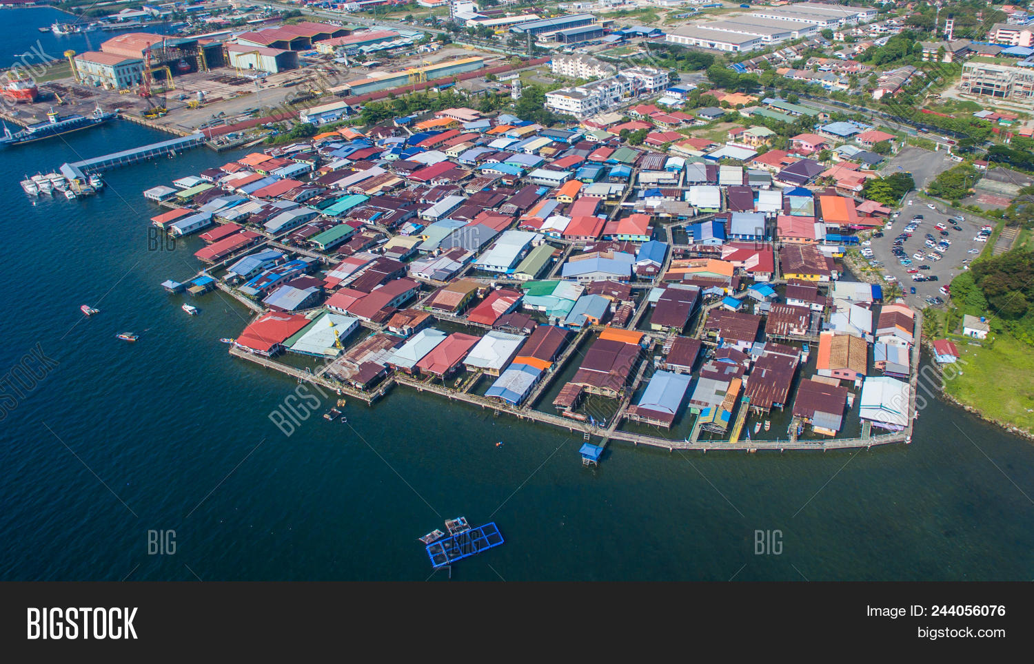 Aerial View Of Water Village Known As Patau Patau In Labuan Pearl Of ...