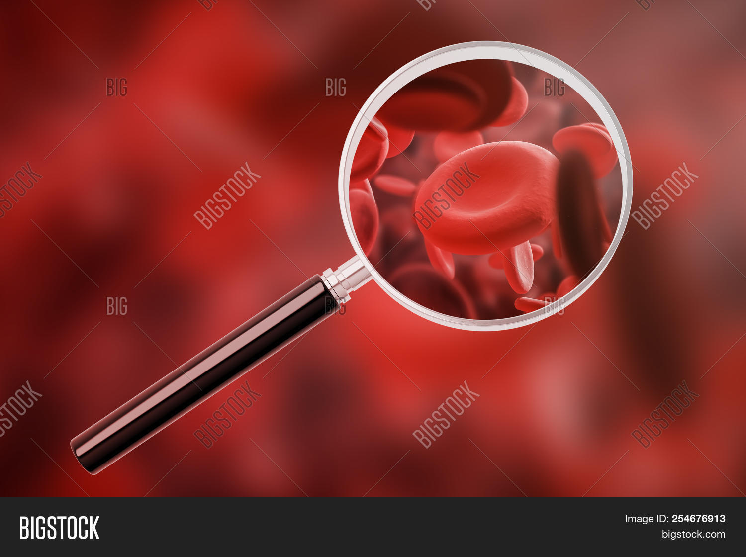 Red Blood Cells Macro Seen Through Magnifying Glass Over Red Eritrosit Background Concept Of red-blood-cells-macro-seen-through-magnifying-glass-over-red-eritrosit-background-concept-of