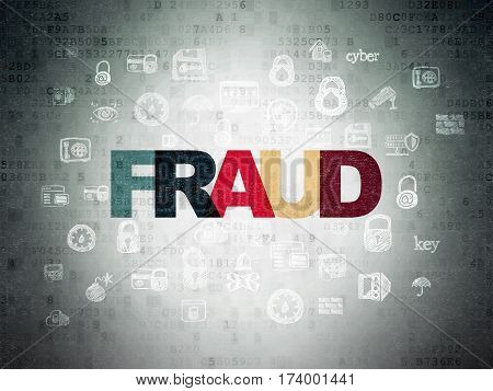 Safety concept: Painted multicolor text Fraud on Digital Data Paper ...