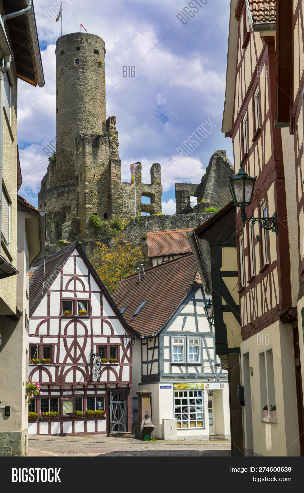 Ancient Town Eppstein In Hesse, Germany. View Of Castle Eppstein From ...