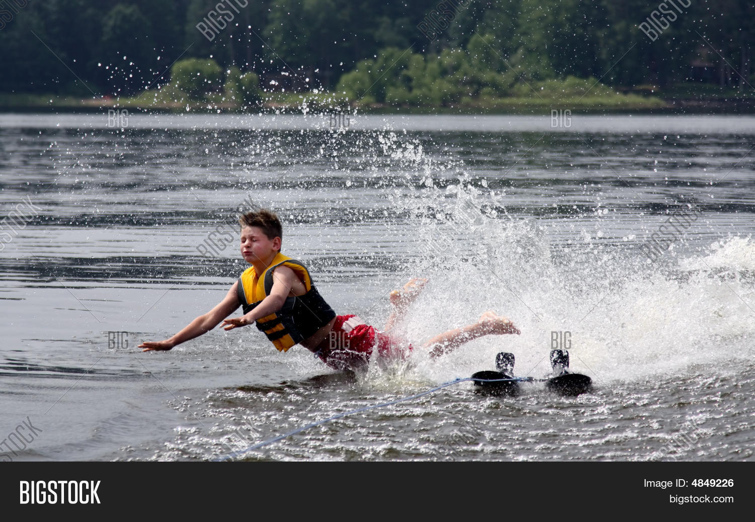 Water Skier Falling And About To Crash Into The Lake image & stock ...