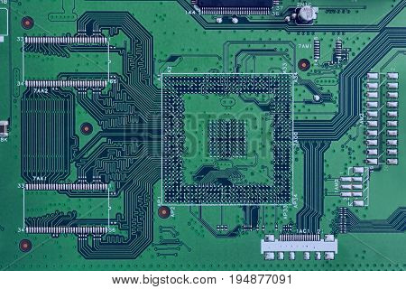 Electronic Circuit Board Green Color Close-up. High-tech Computer ...