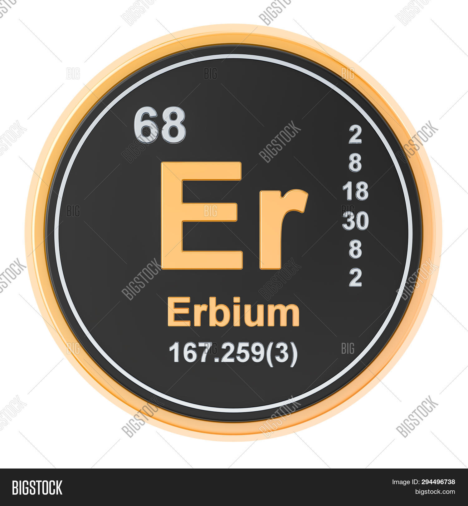 Erbium Er Chemical Element. 3d Rendering Isolated On White Background ...