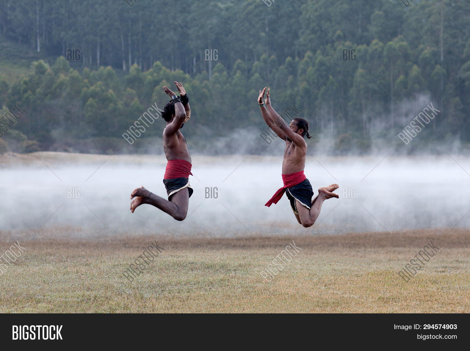 Indian Fighters Jumping Up During Kalaripayattu Marital Art ...