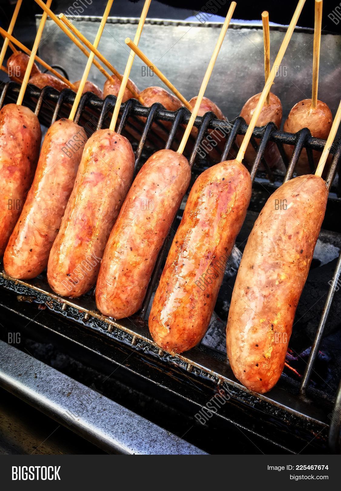Thai Sausage In Thai Called Sai Krok Isan, Made From Mince Pork, Sticky ...