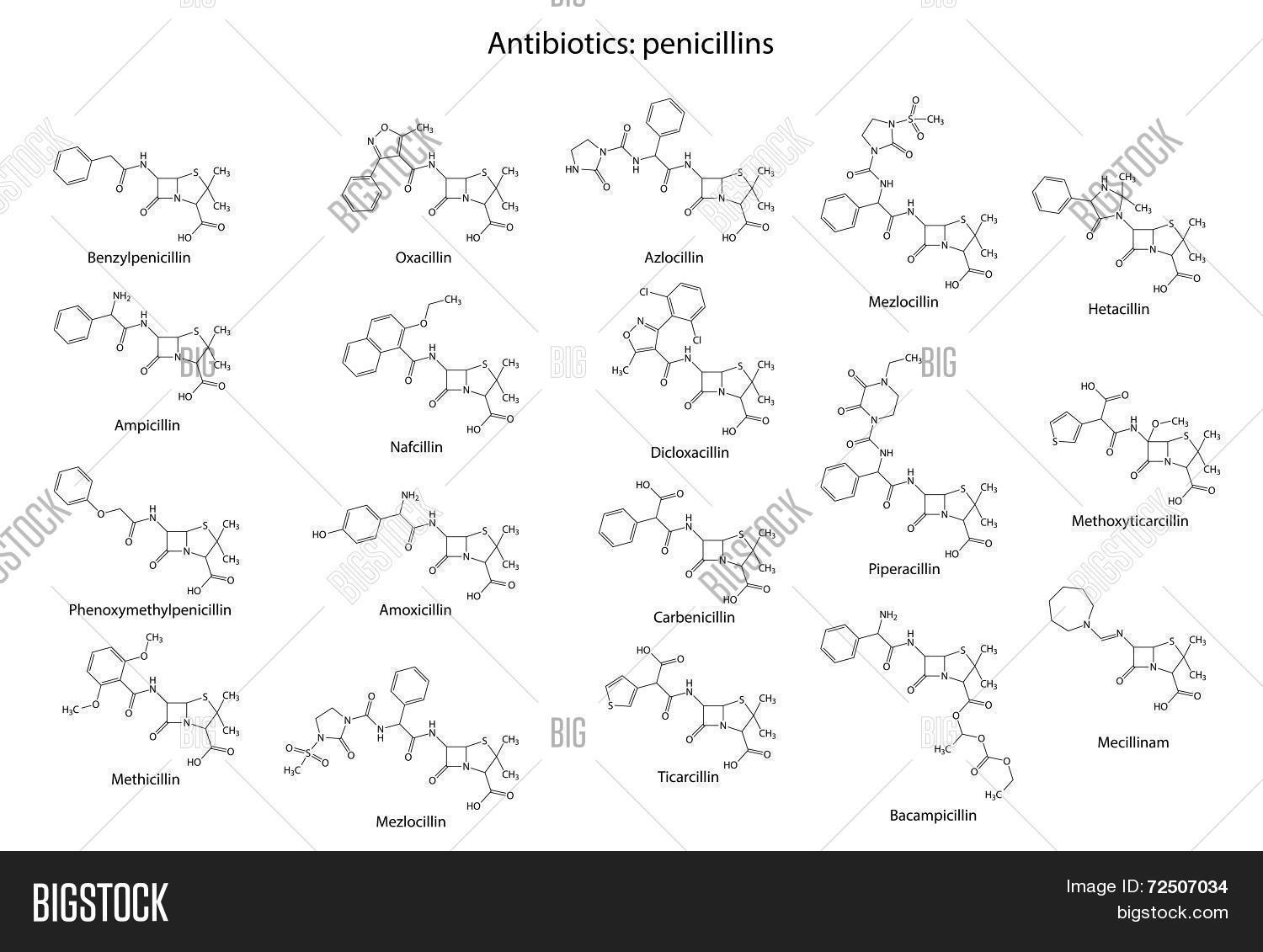 Structural Chemical Formulas Of Antibiotic Penicillins image & stock ...