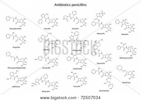 Structural Chemical Formulas Of Antibiotic Penicillins image & stock ...