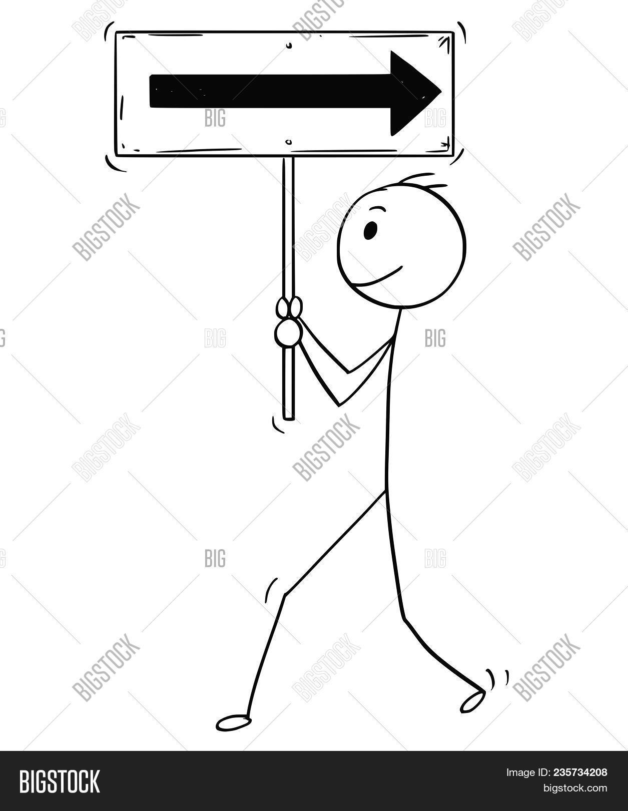 Cartoon Stick Man Drawing Conceptual Illustration Of Motivated ...