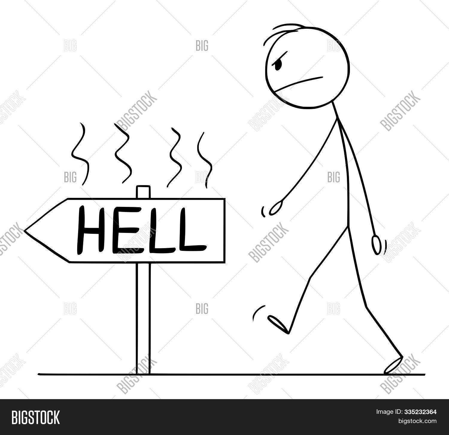 Cartoon Stick Figure Drawing Conceptual Illustration Of Angry Rude Man ...