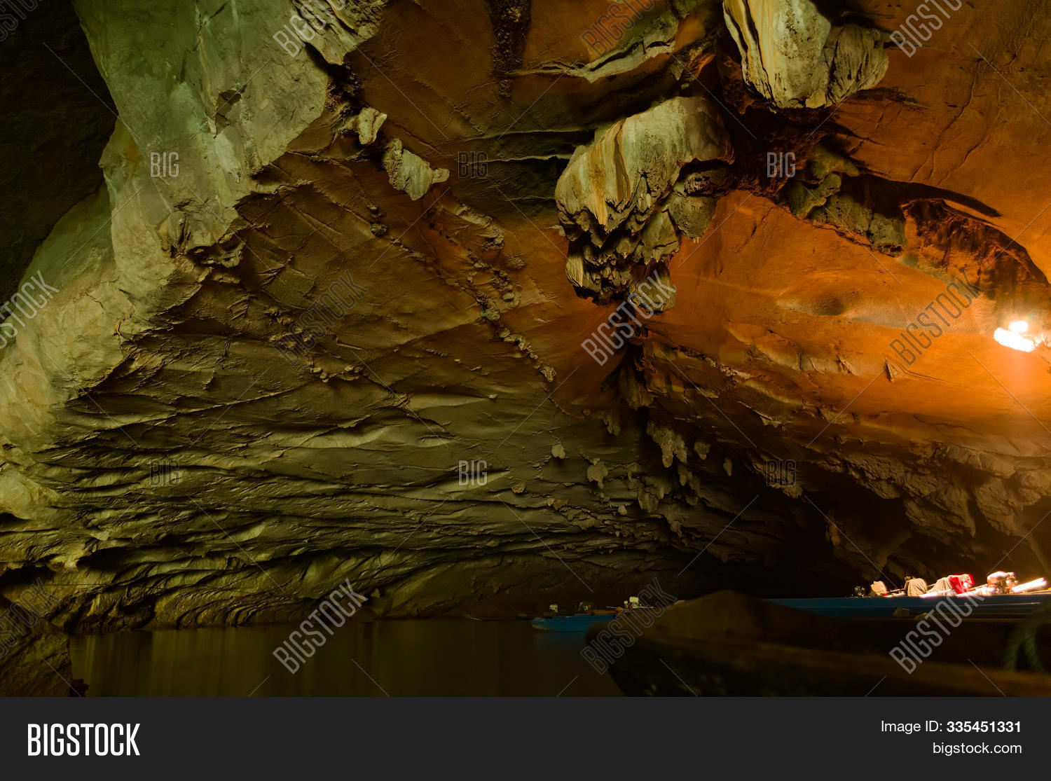 Inside Of Konglor Caves. Kong Lor Cave Interior With Illuminated ...