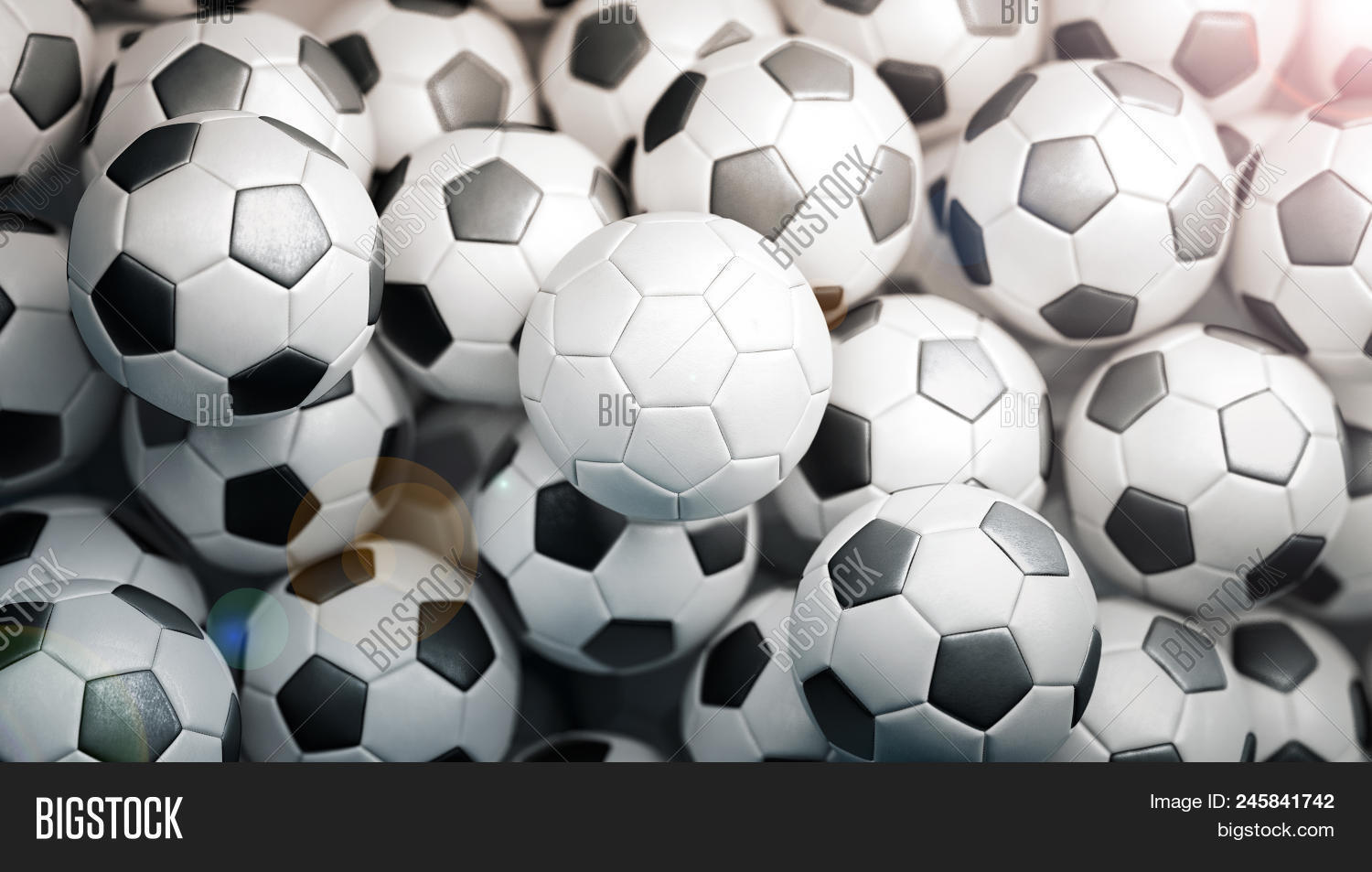 Blank White Soccer Ball Stack Mock Up, Top View, 3d Rendering. Empty ...