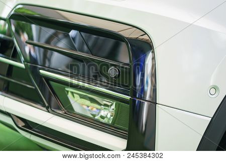 Detail Of The Exterior Of A Modern Car Close-up. Parking Sensor, Front ...