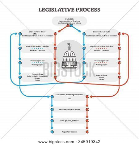 Legislative Process Outline Diagram Explanation Scheme, Vector ...