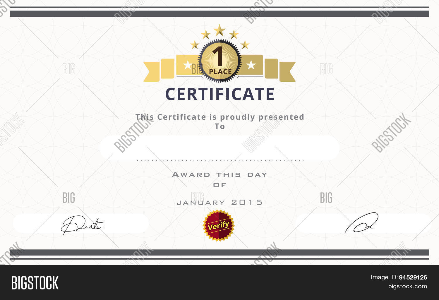 Certificate Template With First Place Concept. Certificate Border ...