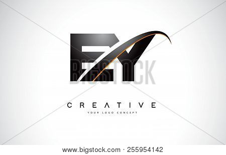 Ey E Y Swoosh Letter Logo Design With Modern Yellow Swoosh Curved Lines ...