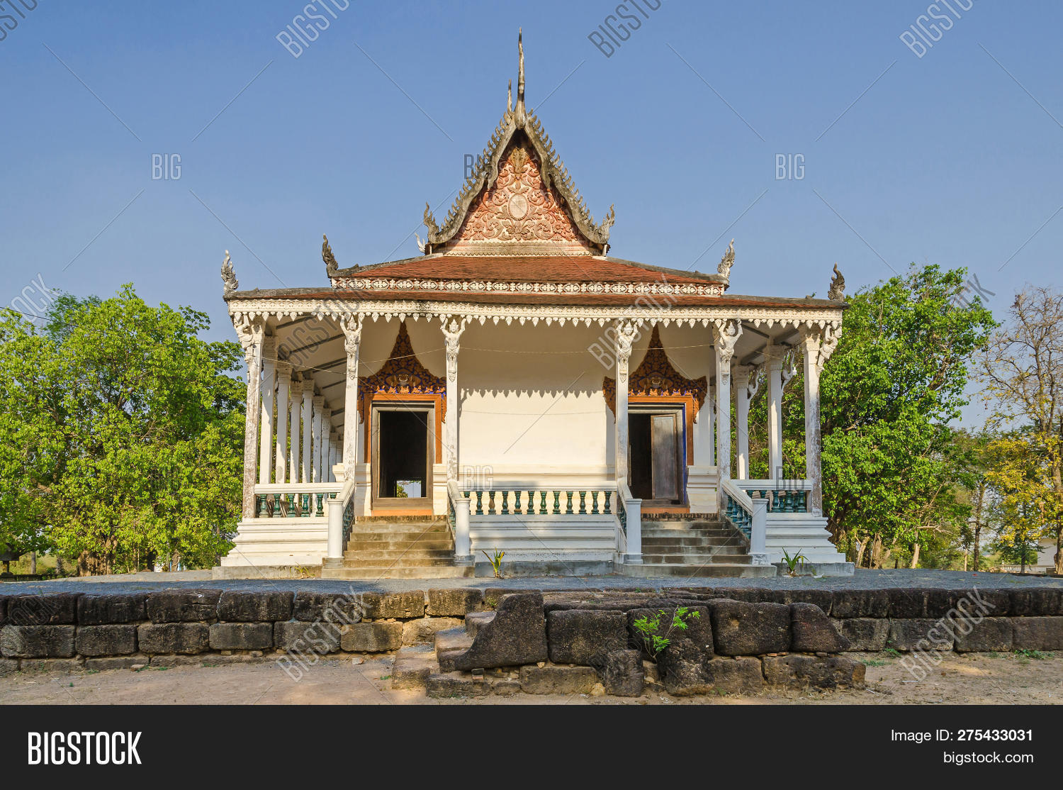 The Oldest Monastery Building (vihara) Near The Village Kampong Tralach ...
