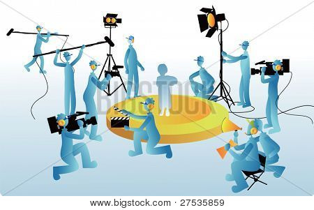 Film Maker and working staff - at the TV studio and set for movie films ...