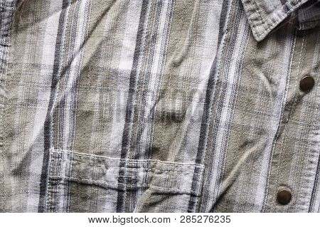 Close Up Part Of A Shirt From Hemp Fabric. Casual Man's Shirt With ...