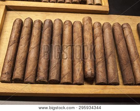 A Collection Of Hand Rolled Cigars Pre Labelling In The Work Place ...