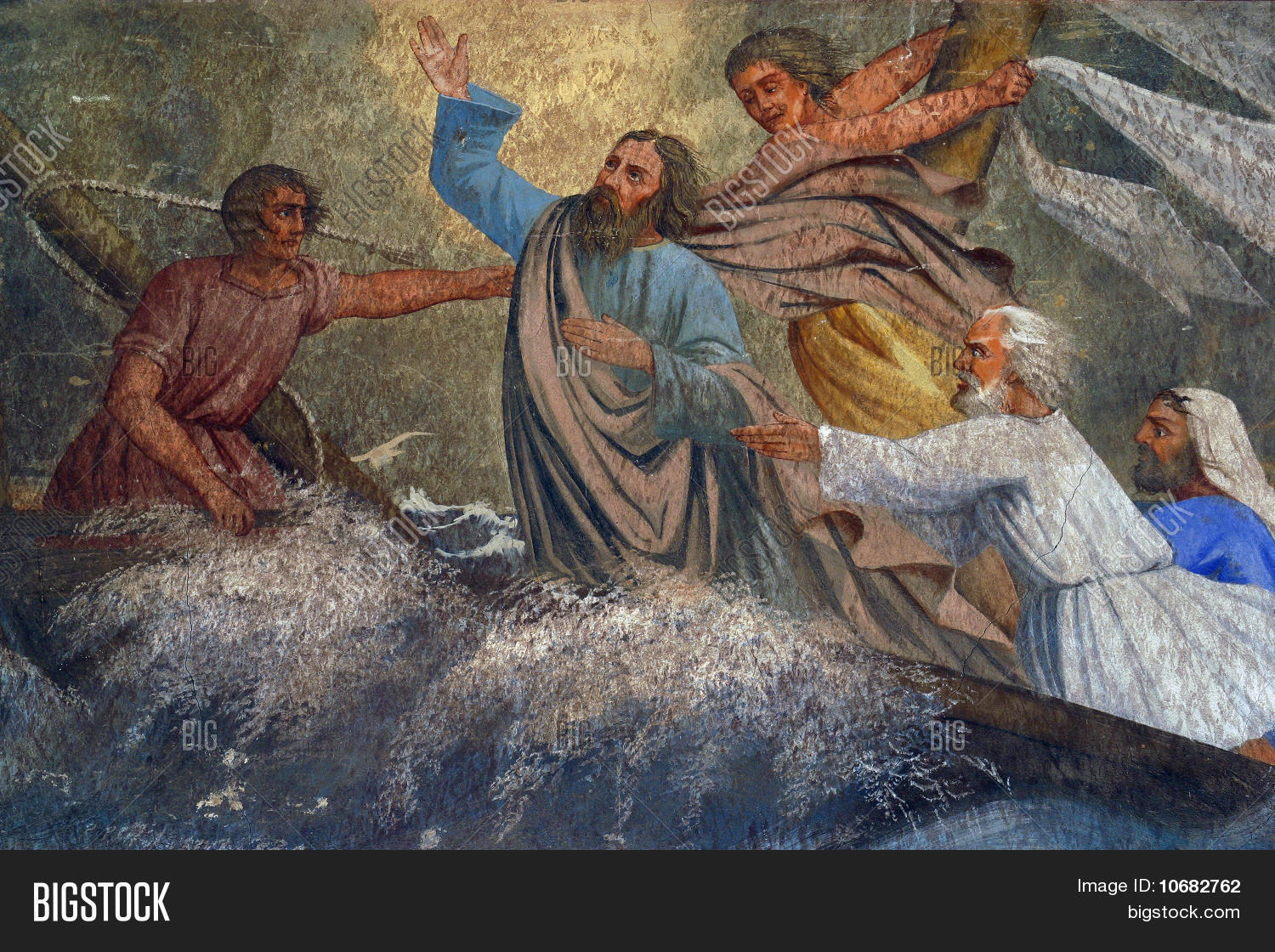 Jesus Calms a Storm on the Sea image & stock photo. 10682762