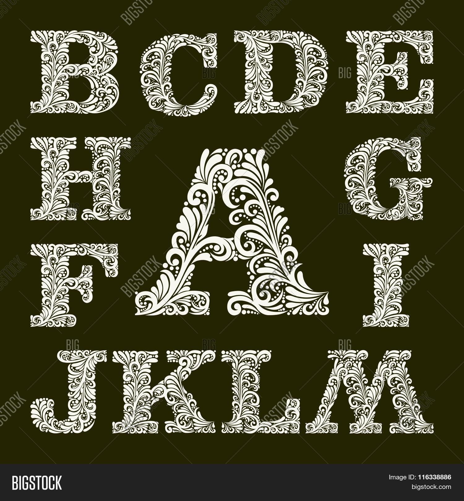 Elegant capital letters set 1 in the style of the Baroque. To use ...