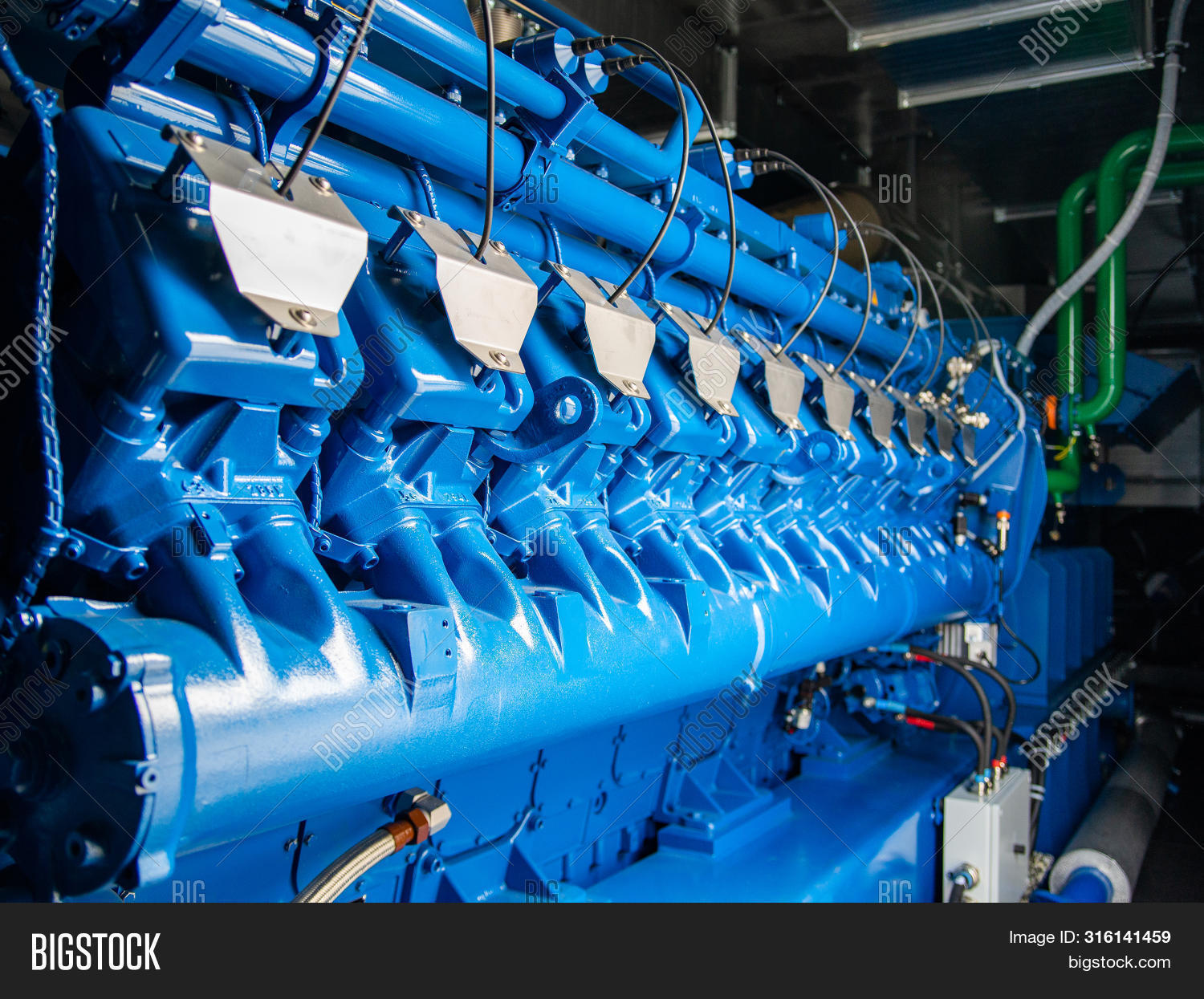 Engine Of Chp Unit. Diesel And Gas Industrial Electric Generator ...