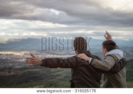 Christian Worship And Praise. Two Young Man Are Praying And Worshiping ...