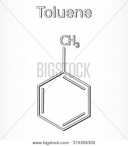 Toluene Molecule, C7h8 - Structural Chemical Formula And Model. Vector ...