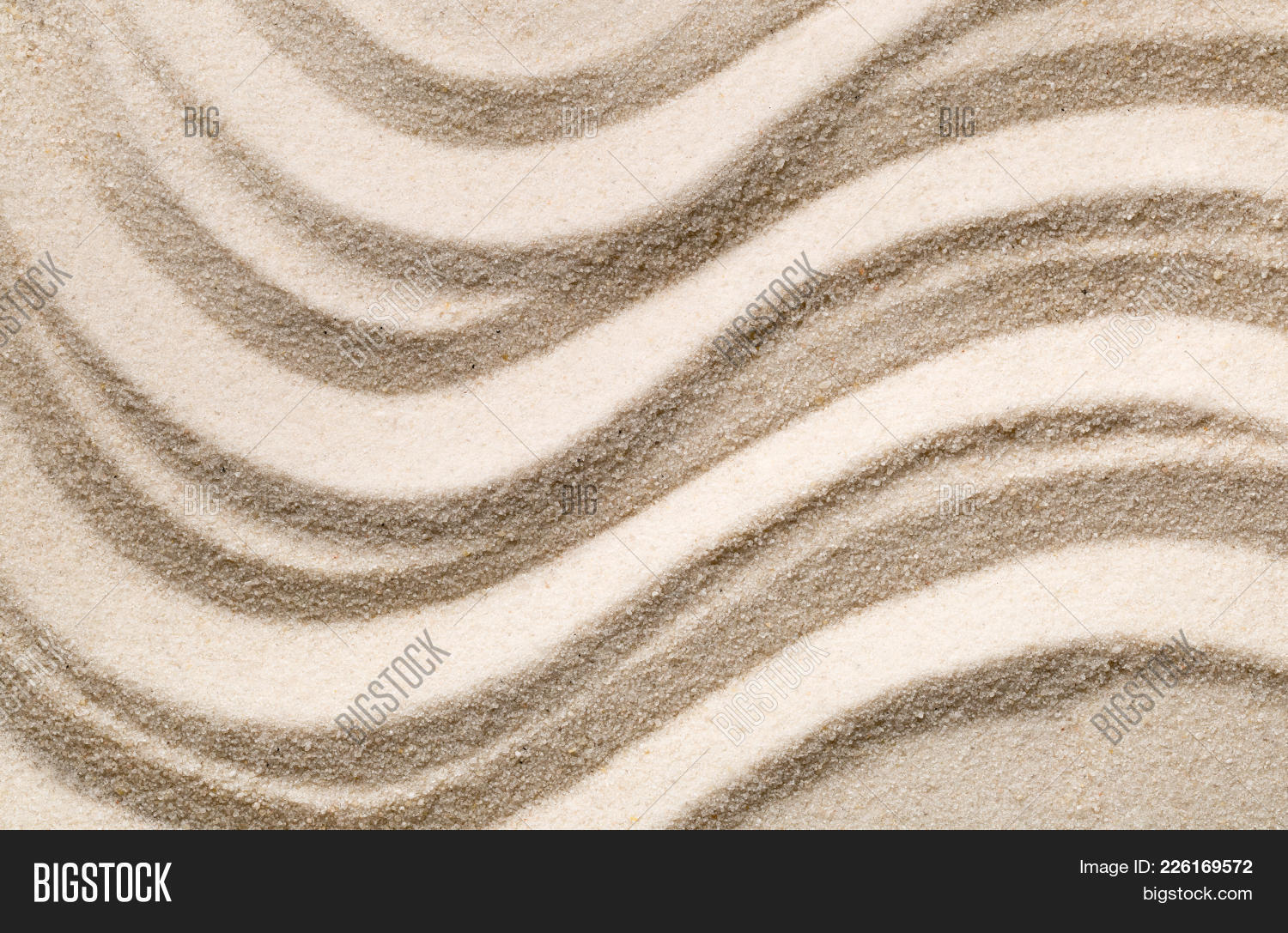 Zen Sand Garden With Raked Curved Lines. Simplicity, Concentration Or ...