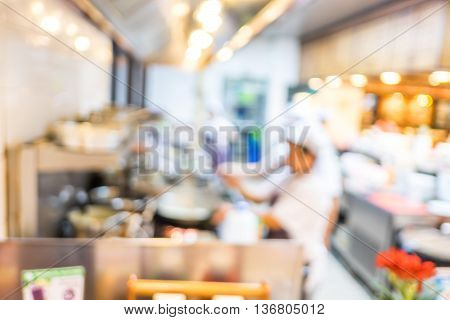 Blurred Background : Groups Of Chef Cooking In The Open Kitchen ...