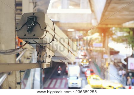 Close Up Of Traffic Security Camera Surveillance (cctv) On The Road To ...