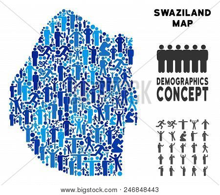 Vector Population Swaziland Map. Demography Abstraction Of Swaziland ...