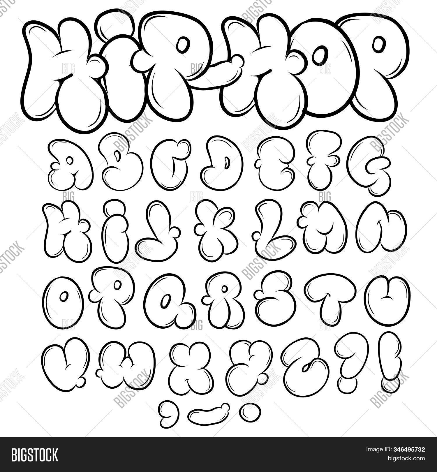 Set Street Type Calligraphy Design Alphabet Graffiti Style Tag Letters ...