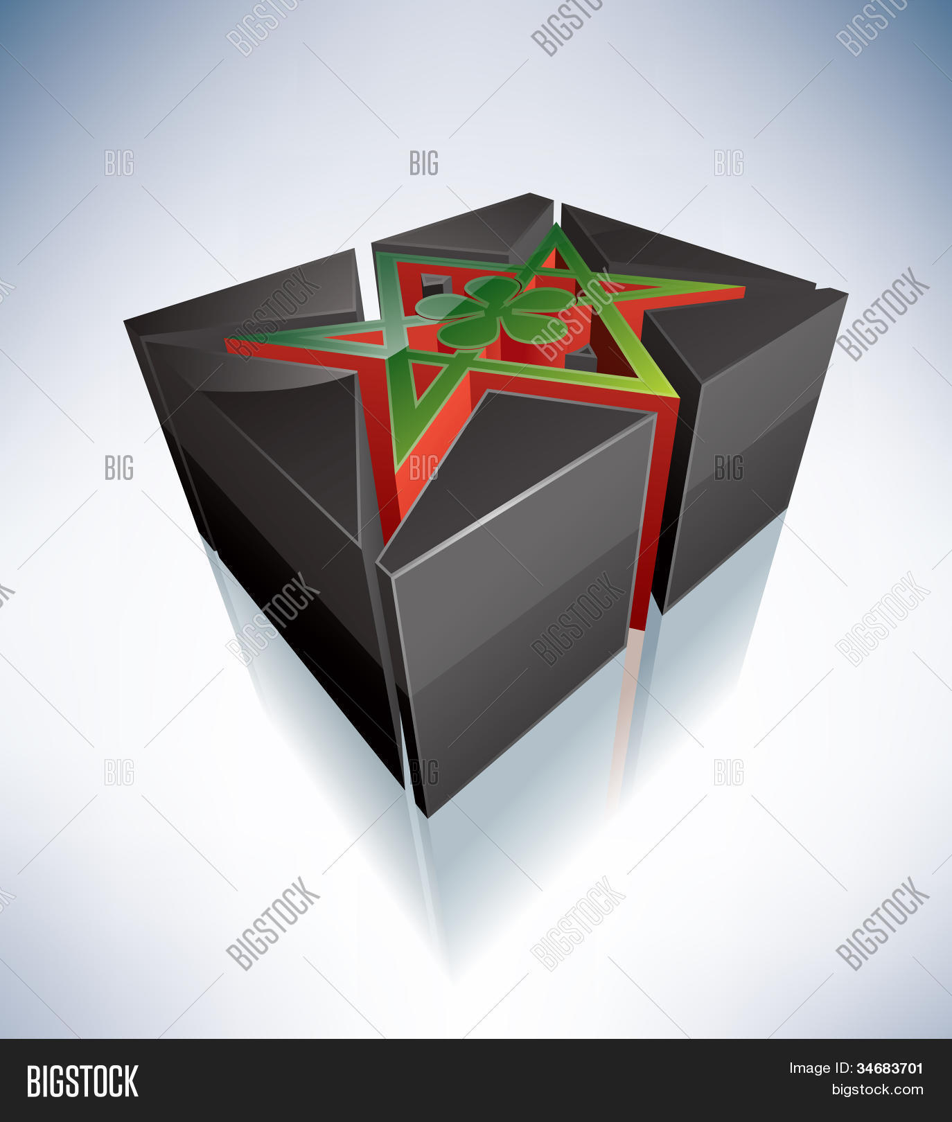 3D Religion: Thelema, Unicursal Hexagram image & stock photo. 34683701