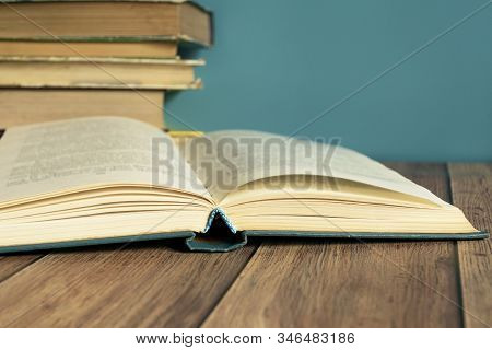 A Stack Of Old Books With Yellow Pages. Book Binding. Knowledge And ...