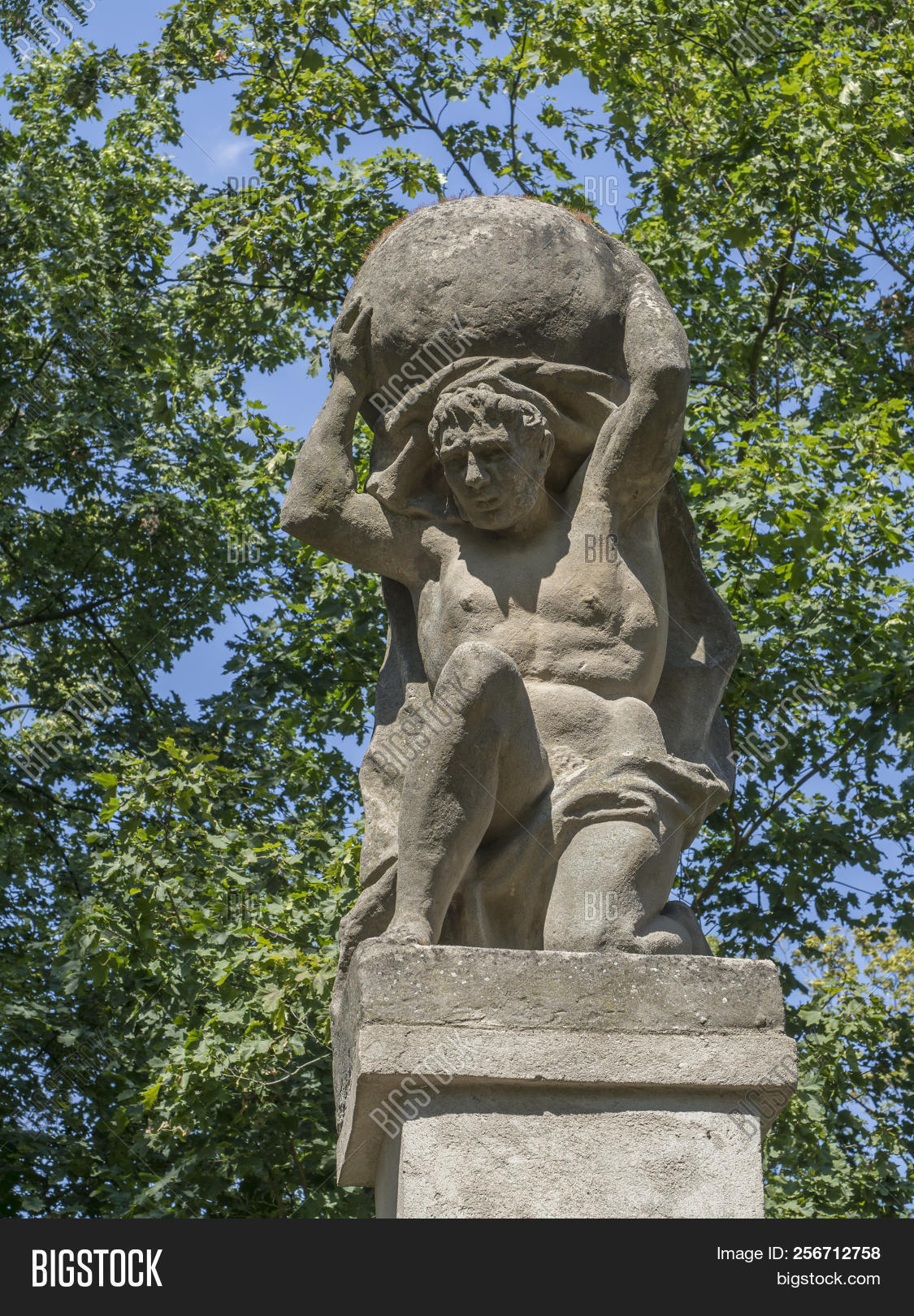 Stone Men Figure Carrying Stone, Baroque Statue From Greek Mythology Of ...