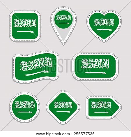 Saudi Arabia Flag Vector Set. Saudi Arabian Flags Stickers Collection ...