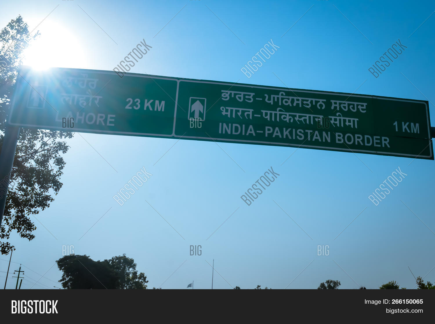 India Pakistan Border Road Signboard. Amritsar Lahore. Asia image ...
